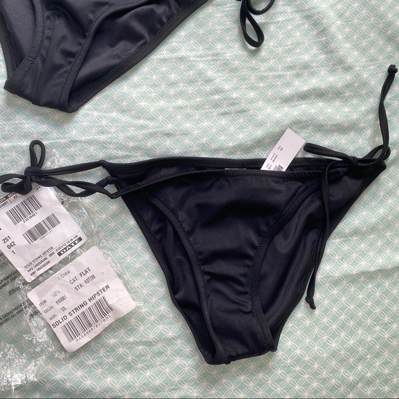J. Crew | Swim | J Crew Solid String Hipster Bottom In Black | Poshmark